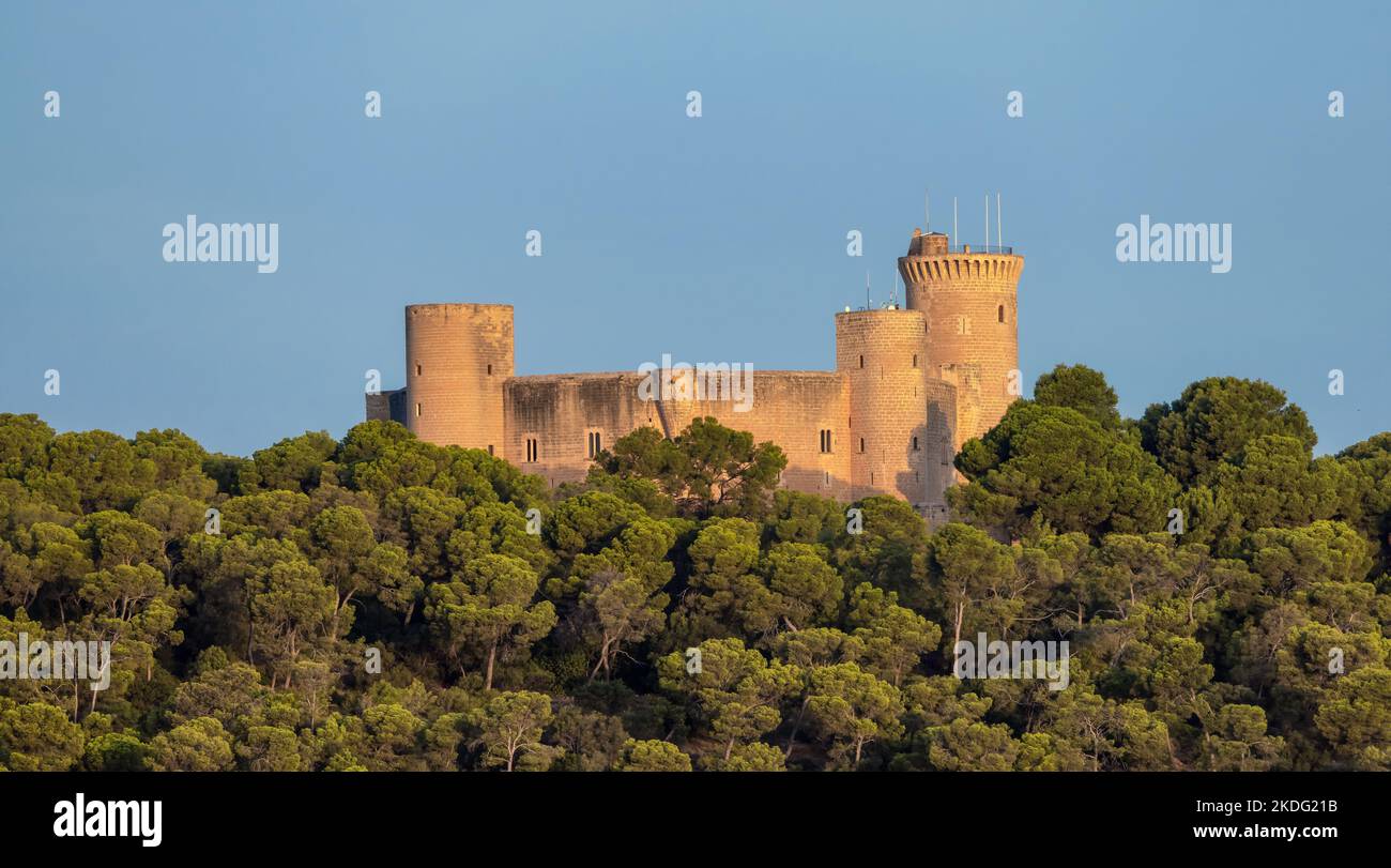 Historical Landmark on top of a mountain top, Castell de Bellver. Palma ...