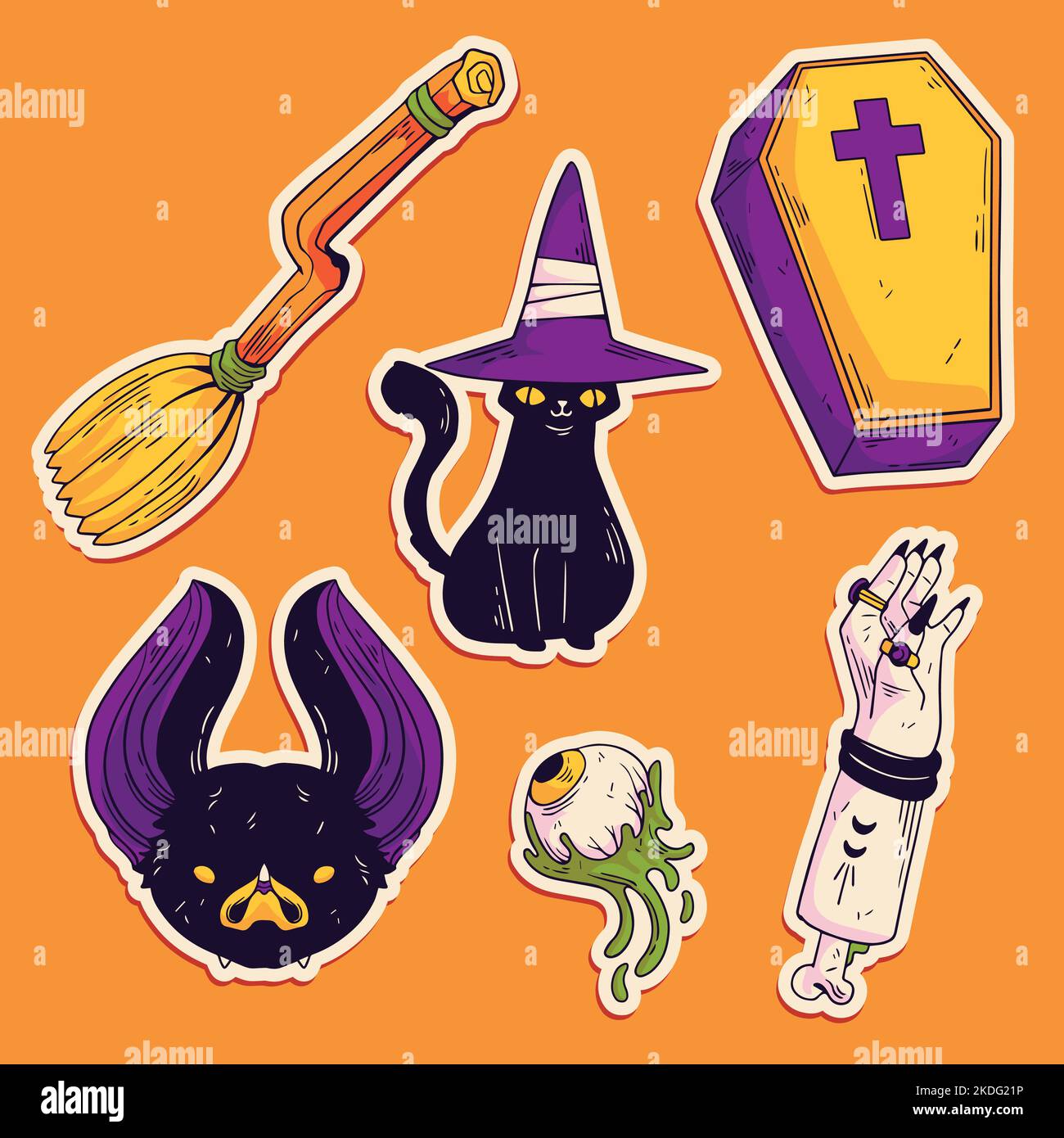 hand drawn horror halloween elements collection vector design ...
