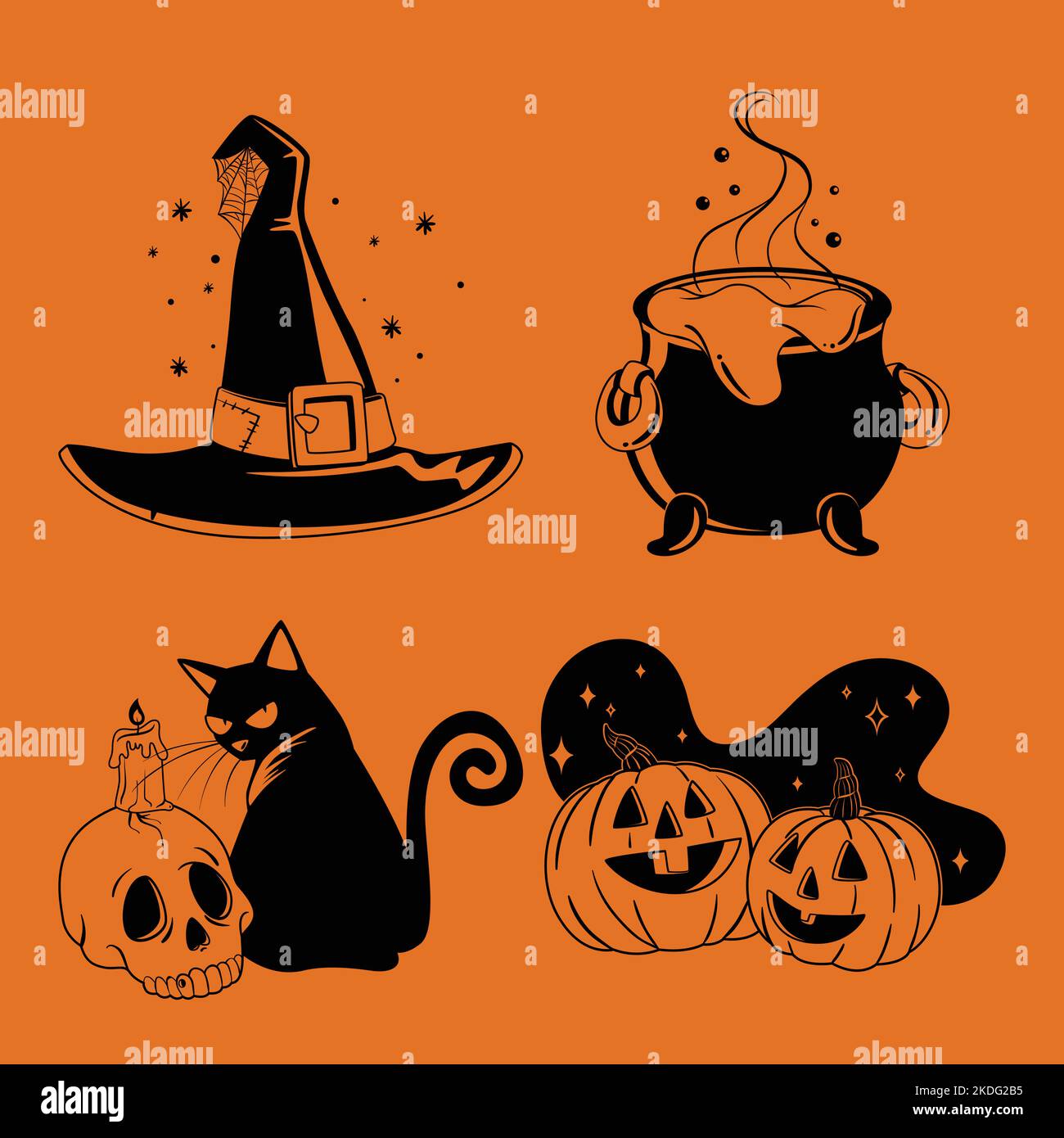 mystic dark halloween stickers collection vector design illustration ...