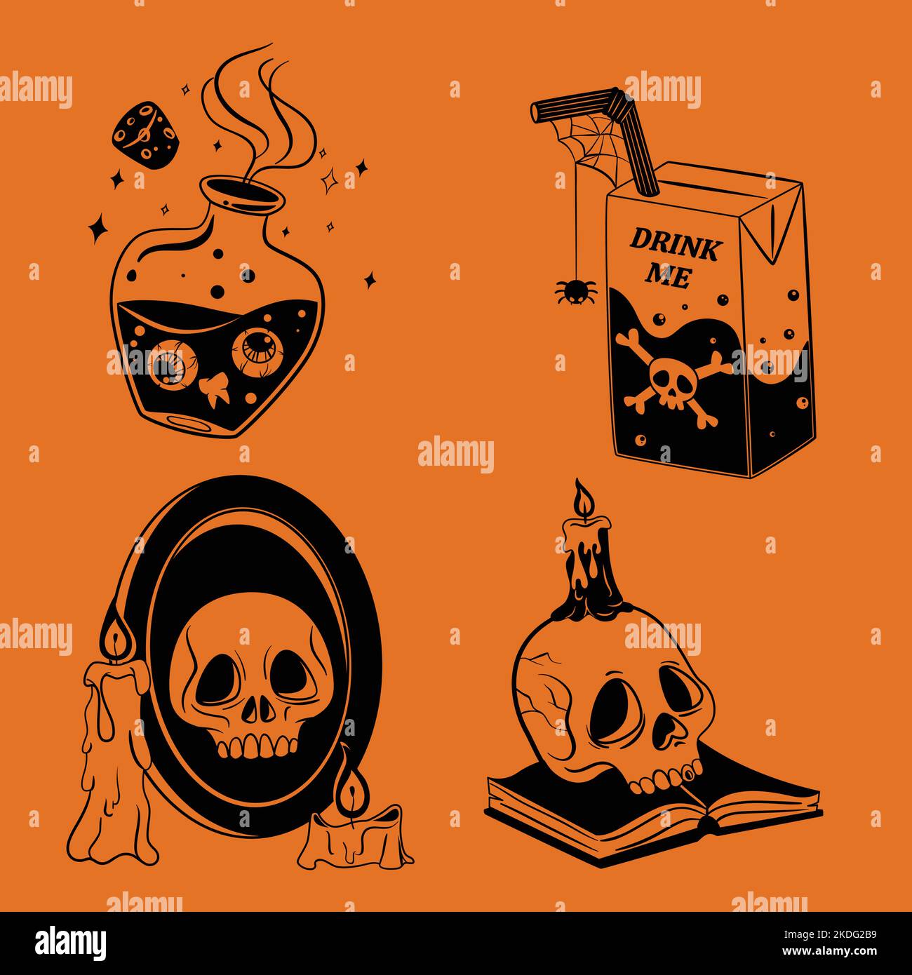 mystic dark halloween stickers collection vector design illustration ...