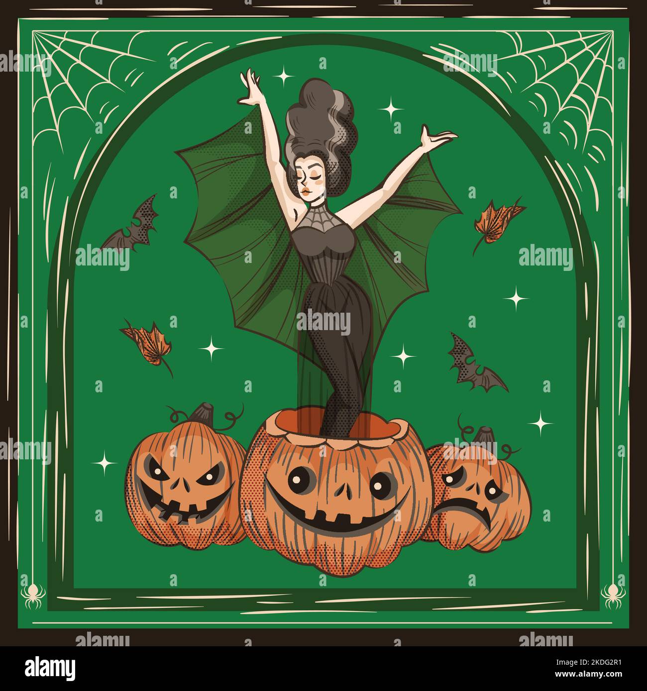 hand drawn halloween vintage vector design illustration Stock Vector ...