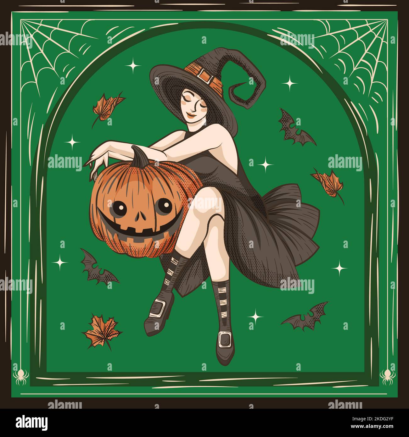 hand drawn halloween vintage vector design illustration Stock Vector ...