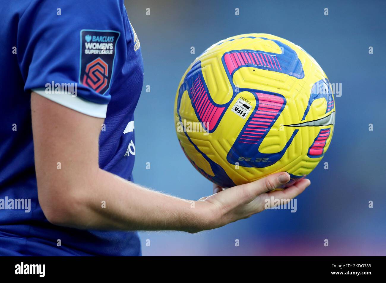 A detailed view of the match ball during the Barclays Women's Super ...