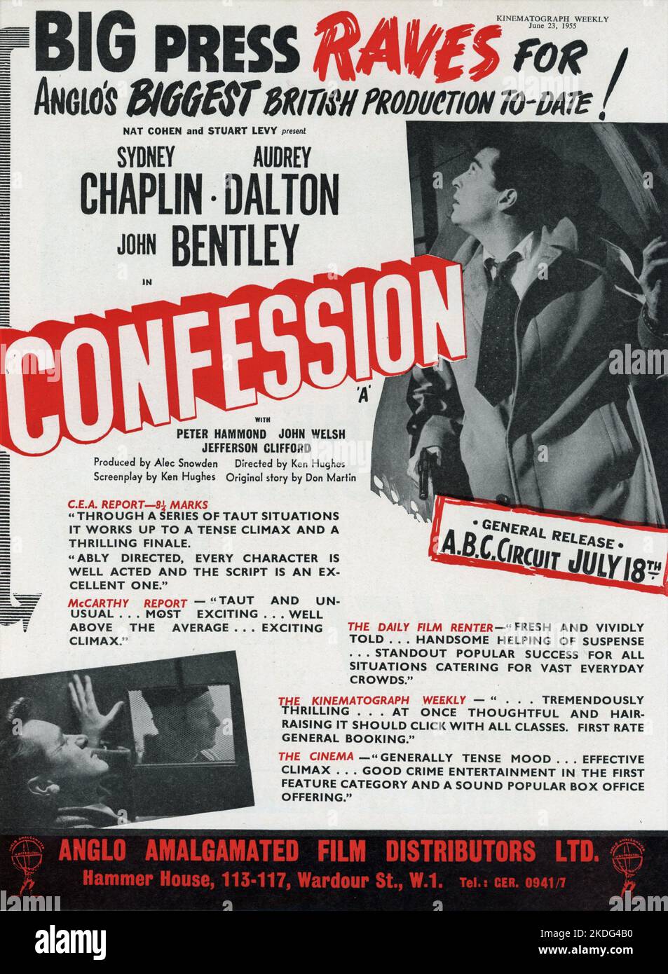 British Trade Ad for SYDNEY CHAPLIN AUDREY DALTON and JOHN BENTLEY in ...