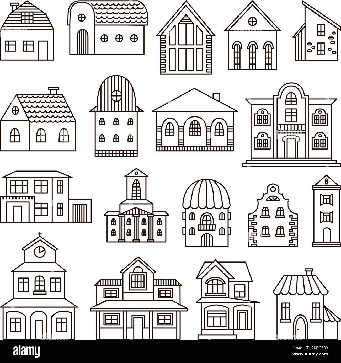 Village set hand drawn hi-res stock photography and images - Alamy