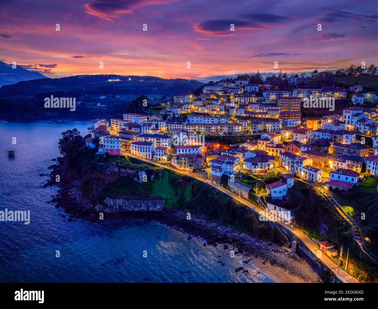 View of Lastres, one of the most beautiful villages of Cantabrian coast ...