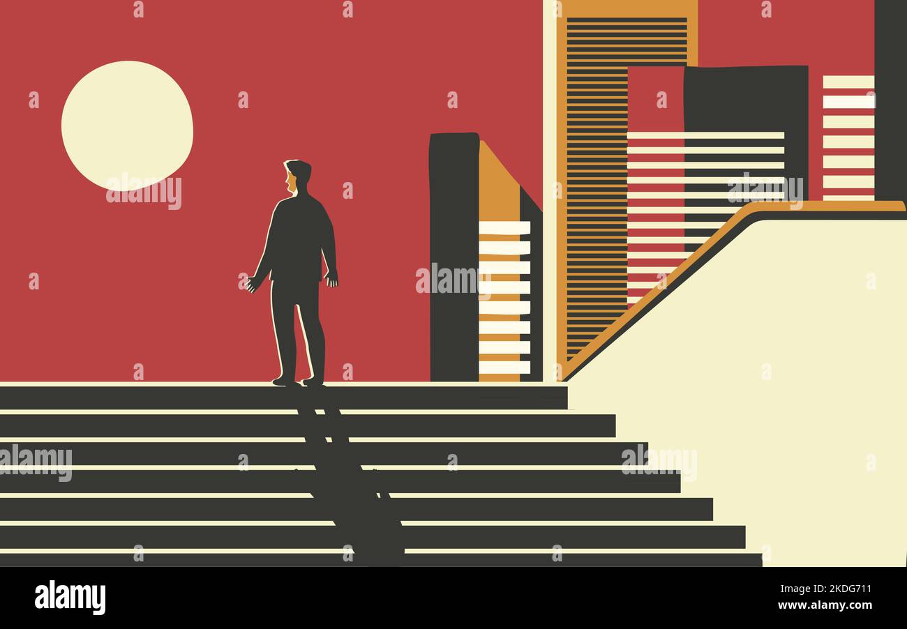 Vector illustration of a man alone in retro colors Stock Vector Image ...