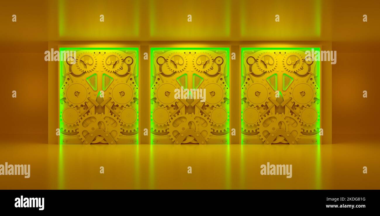 clockwork background, clock mechanism, bright illuminated room, 3d ...