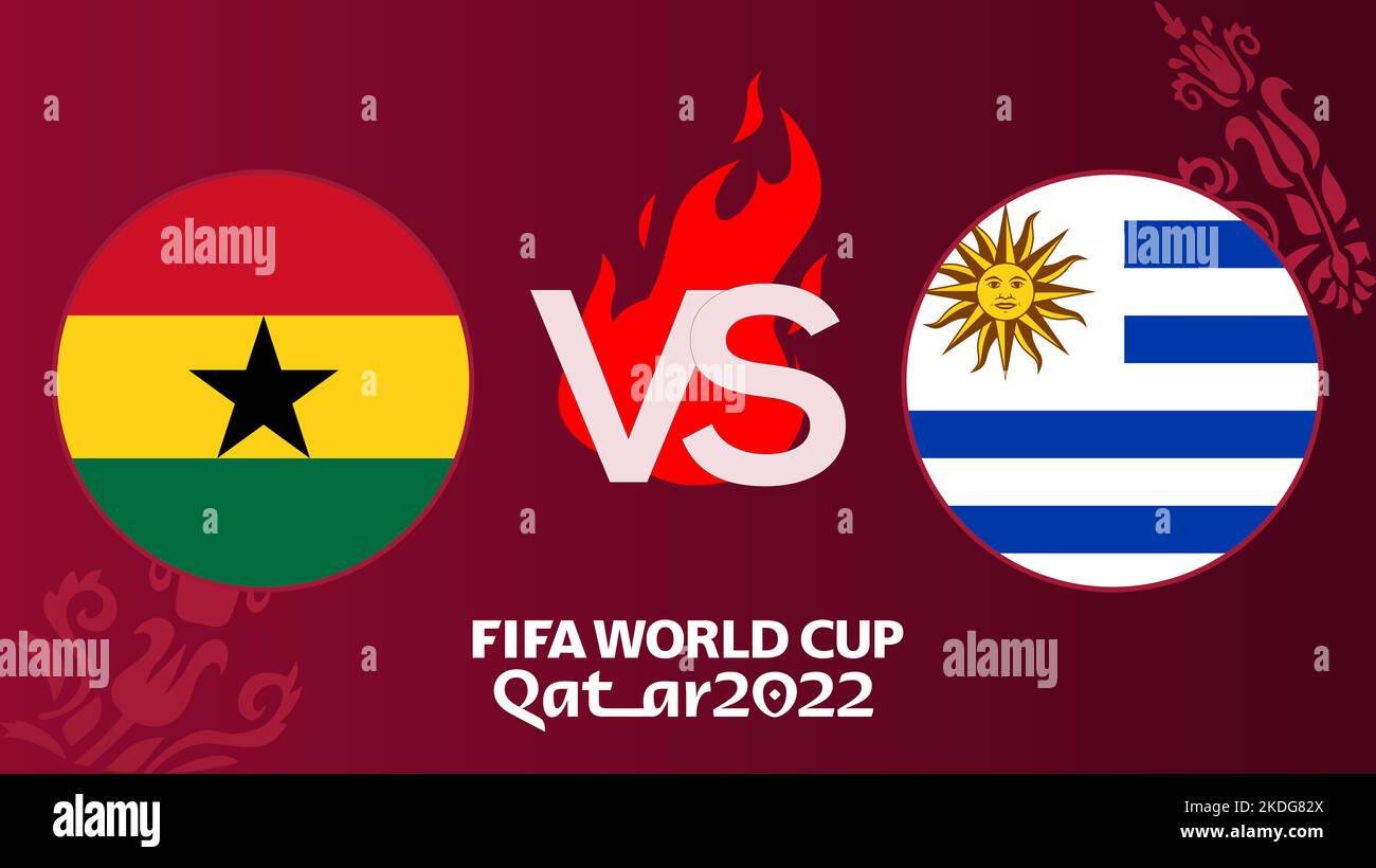 Ghana vs Uruguay soccer Match FIFA World Cup Qatar 2022, Ghana against Uruguay, on blur ...