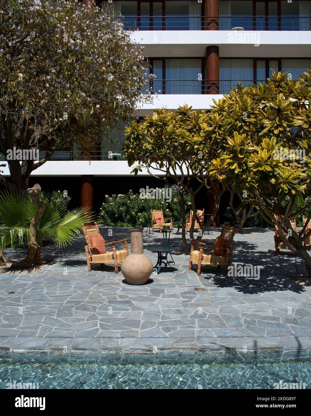 Central Courtyard. Hotel Baja Club, La Paz, Mexico. Architect: Max von ...