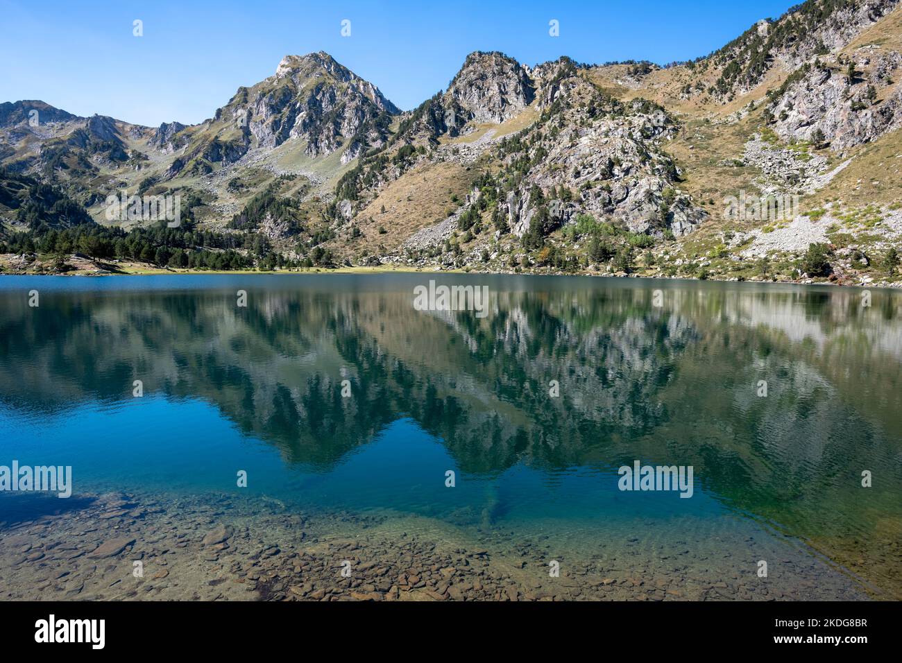 Scenic Landscape of a part of the Laurenti Lake in Ariege, Pyrenees ...