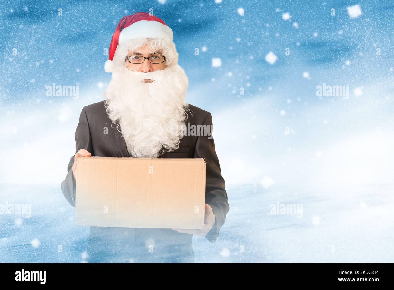 happy new year. merry christmas. businessman in santa hat Stock Photo ...