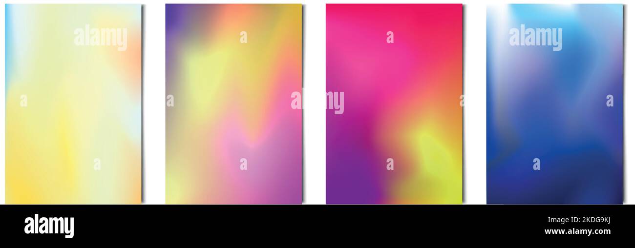 Set 4 pcs. abstract multicolor gradients, business background postcard ...