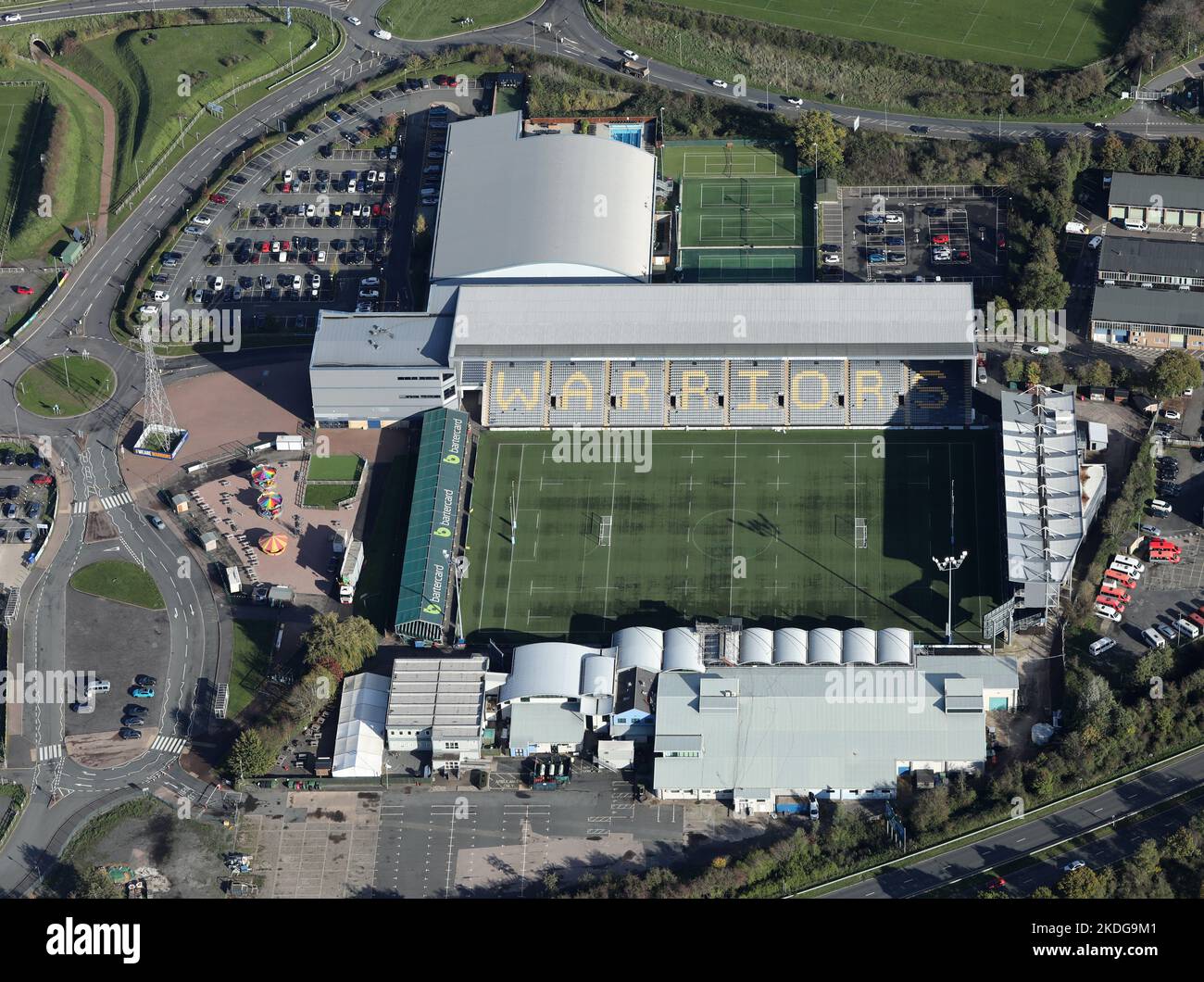Aerial view of The Worcester Warriors Rugby Club stadium & facilities ...
