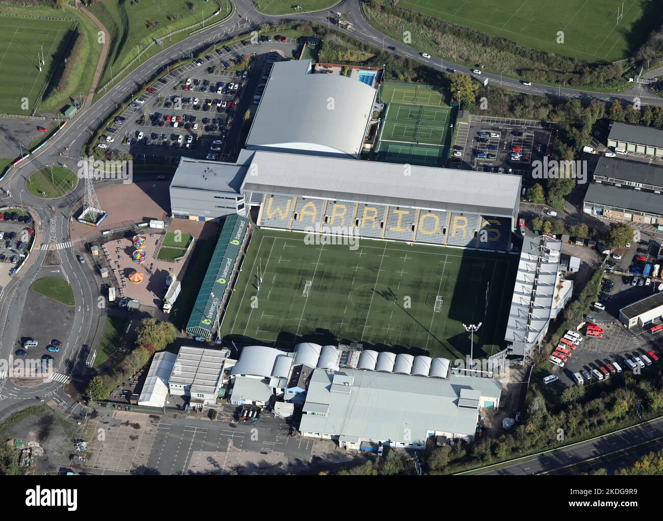 Aerial view of The Worcester Warriors Rugby Club stadium & facilities ...