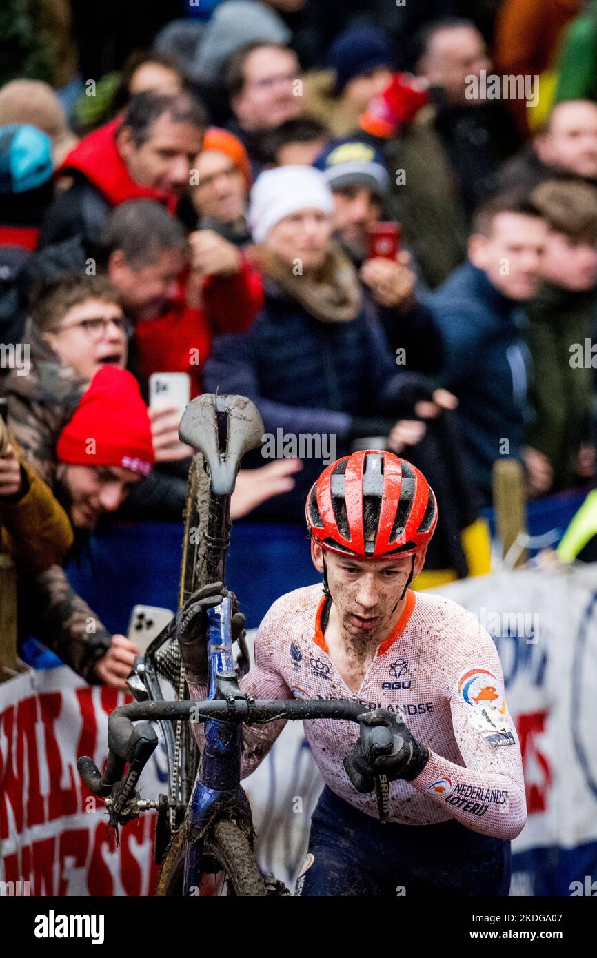 Dutch Lars Van Der Haar pictured in action during the men elite race at ...