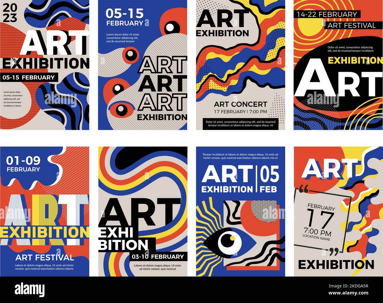 Exhibition placard. Creative ads poster invitation with abstract art ...