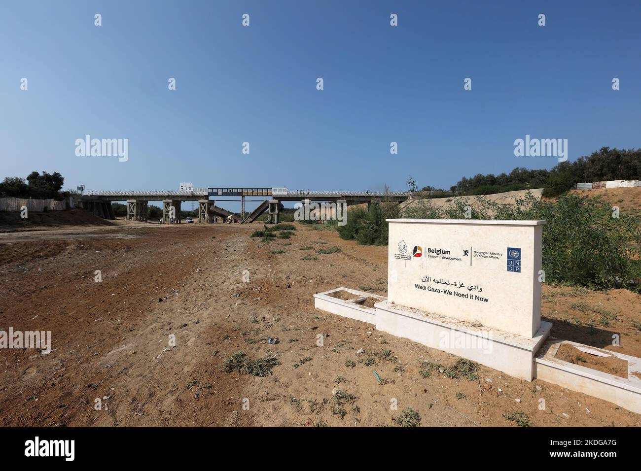 A sign indicating the UNDP's proposal for development was seen in the ...