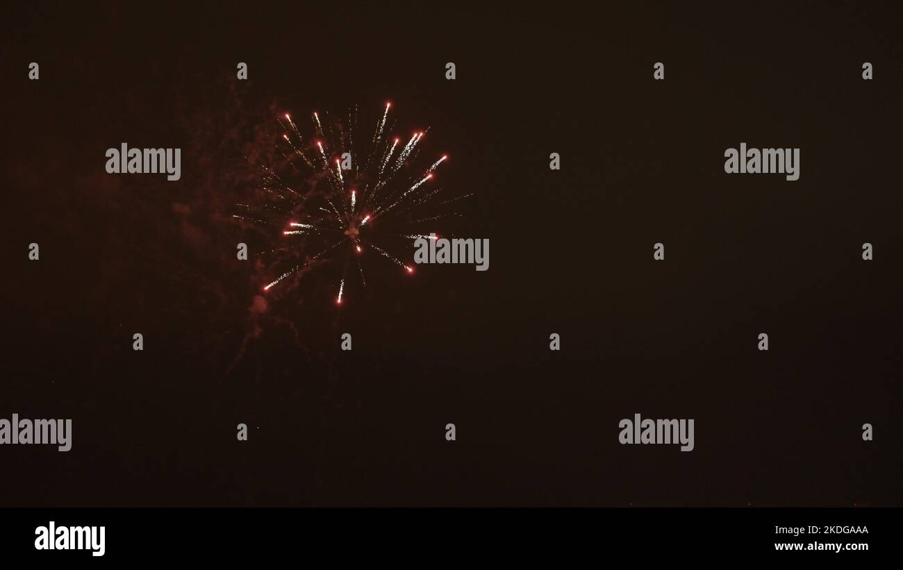 fireworks in dark sky, celebratation, wide photo Stock Photo - Alamy