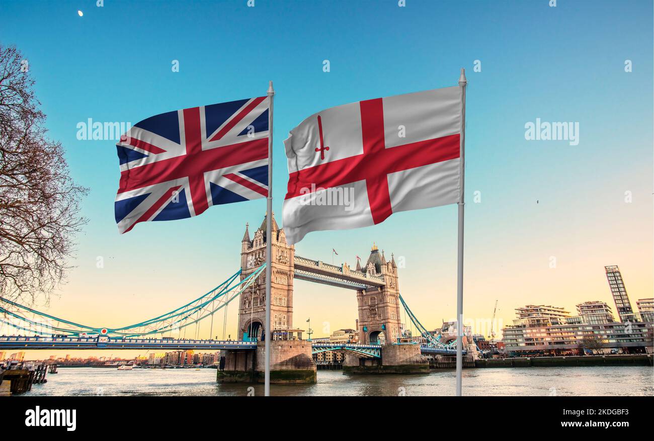 The flag of the City of London is based on the flag of England Stock Photo - Alamy