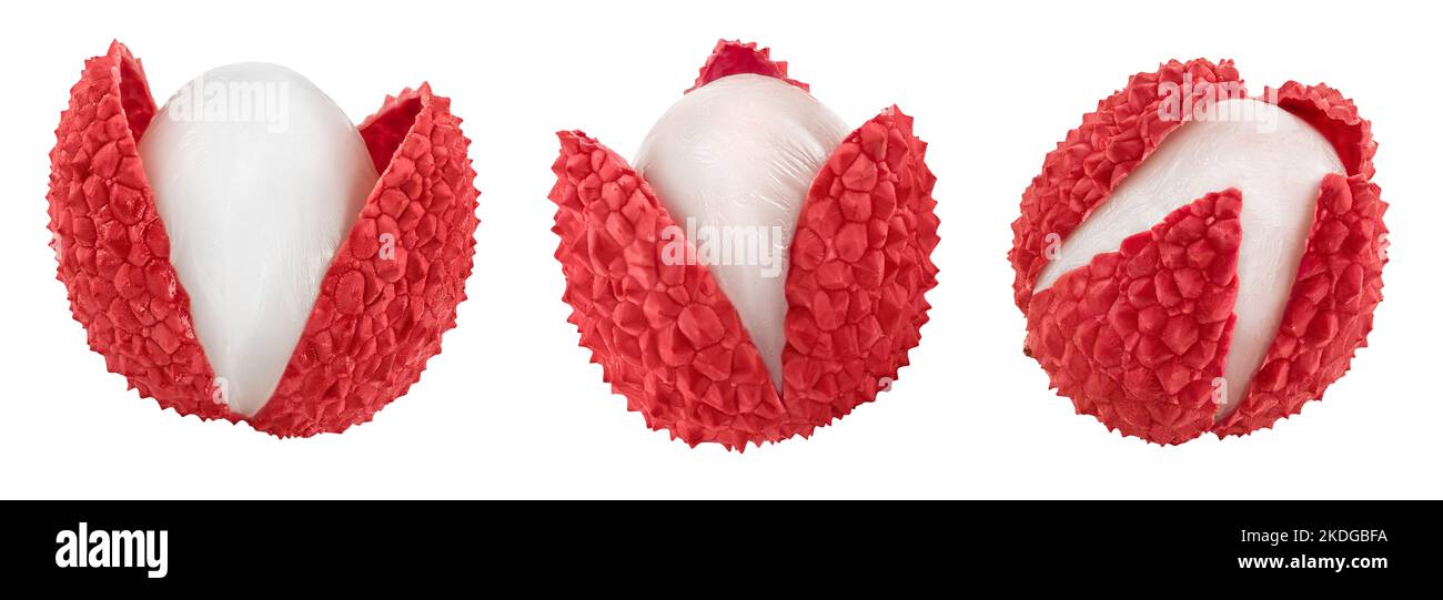 lychee fruit isolated on white background with full depth of field. Top ...