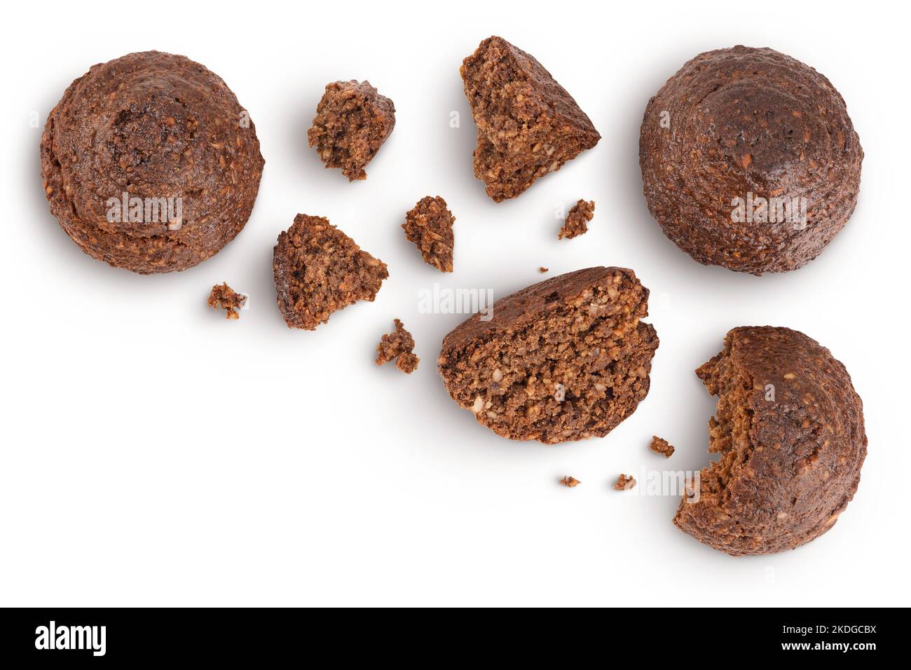 chocolate cookie with kerob and nuts isolated on white background ...