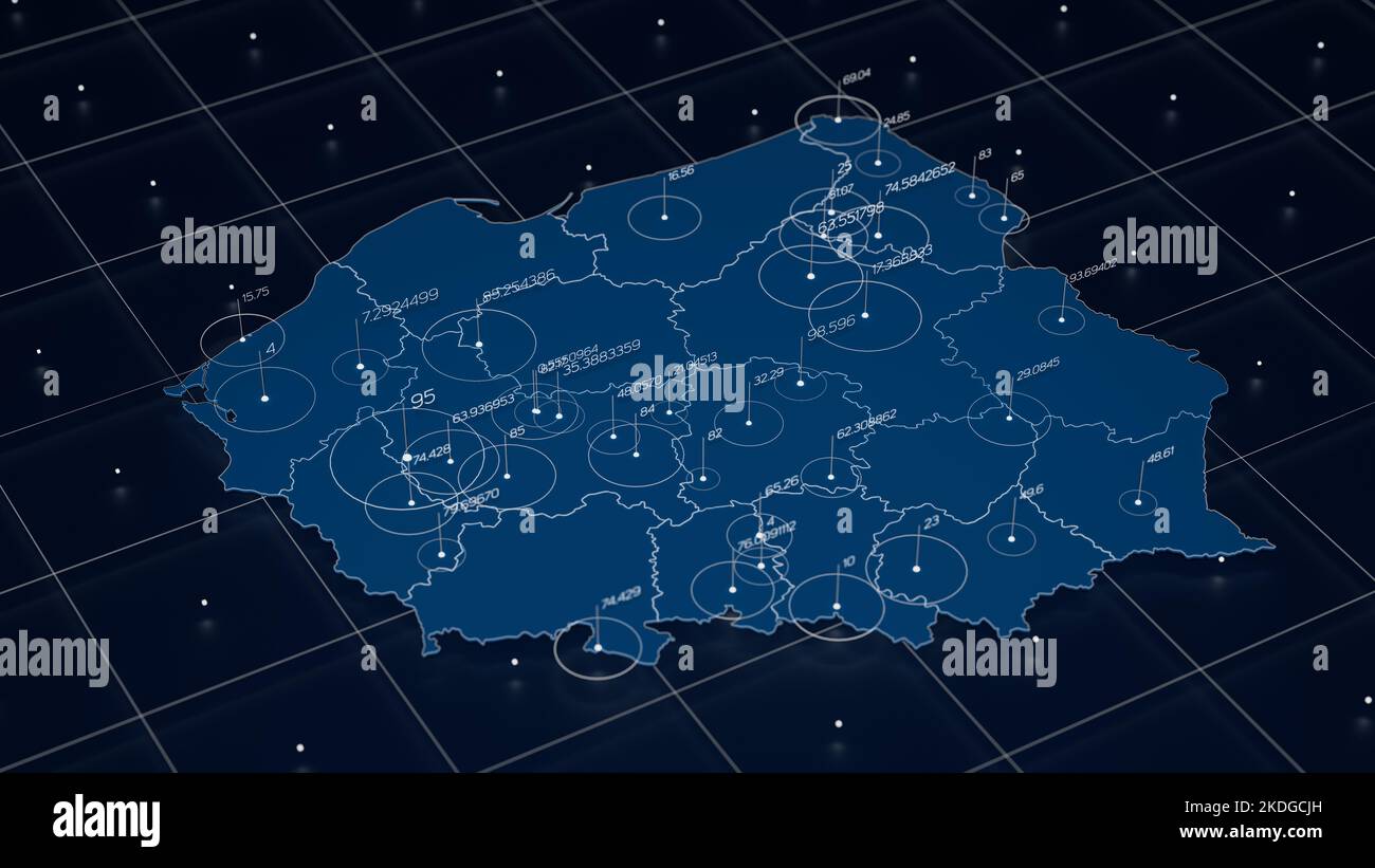 Poland blue map big data visualization. Futuristic map infographic ...