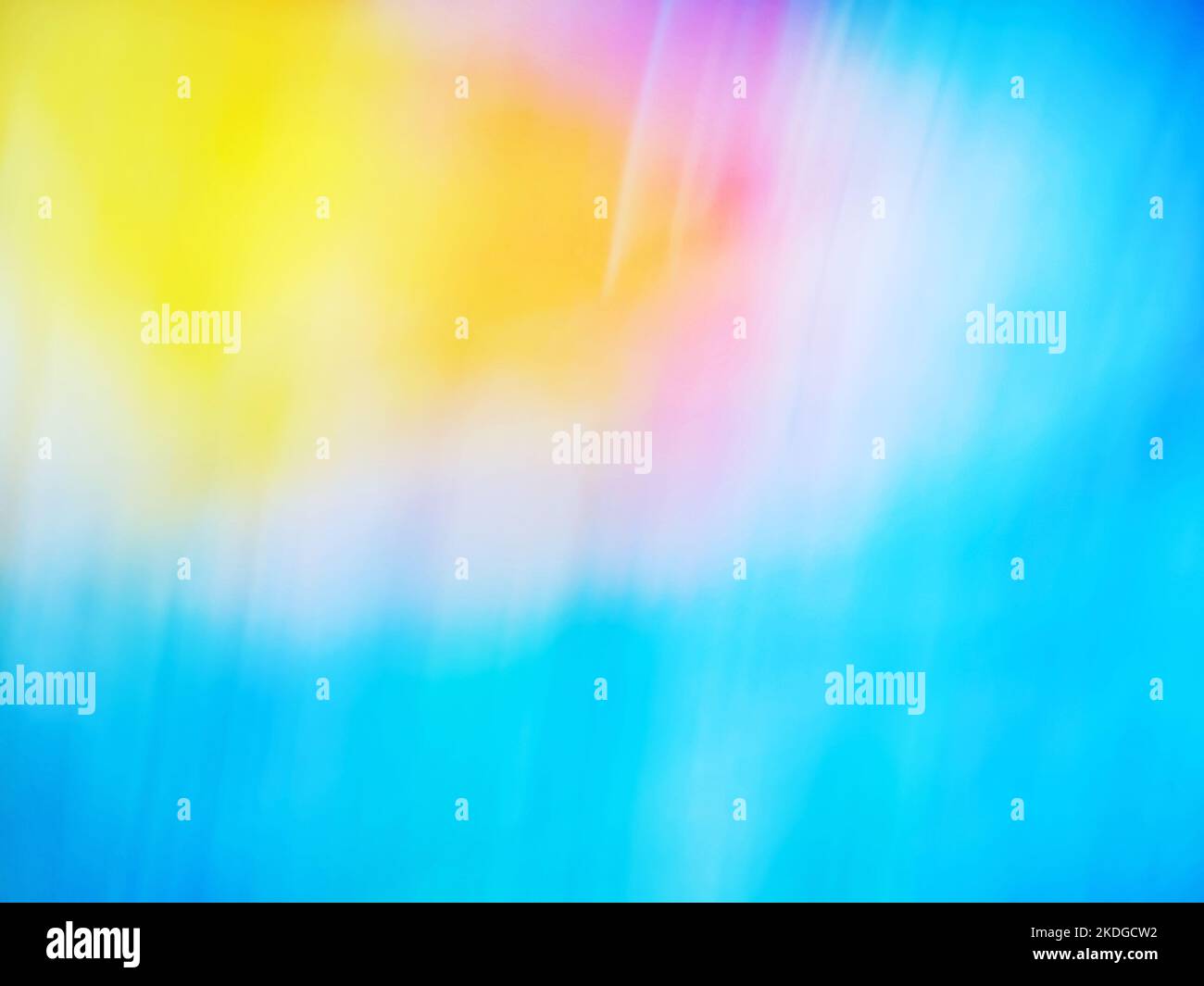 Abstract bokeh blurred yellow sun and blue sky. Sunny spring field with ...