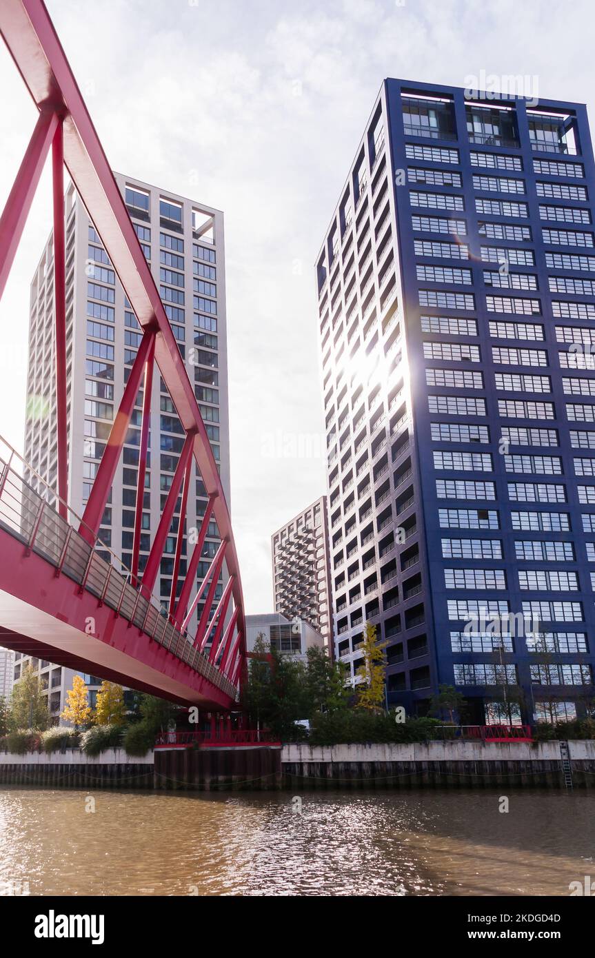 public single span pedestrians foot bridge over river lea links east ...