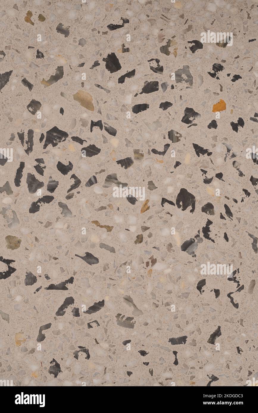 texture of gray terrazzo with black marble closeup, background Stock ...