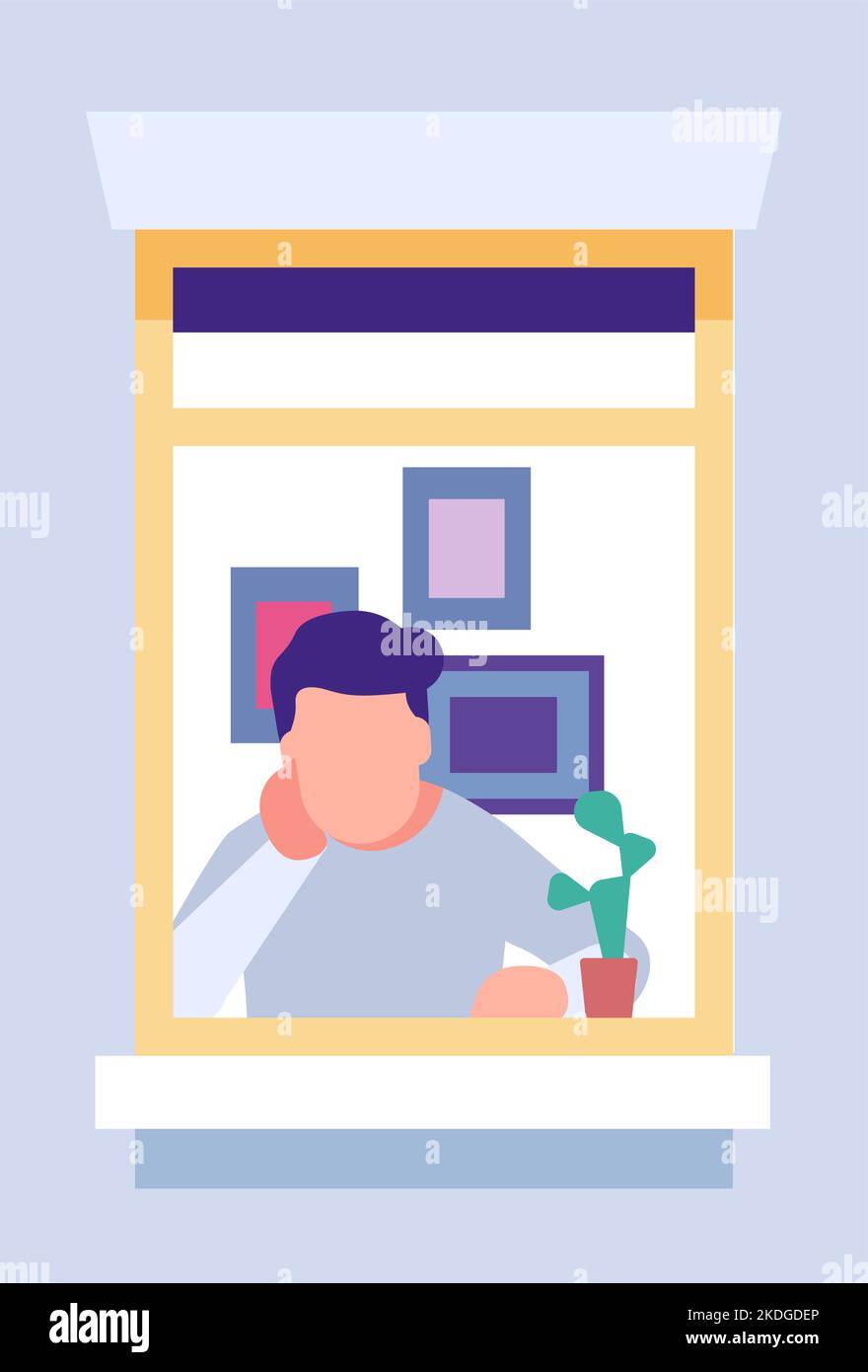 Man window house wall open Stock Vector Images - Alamy