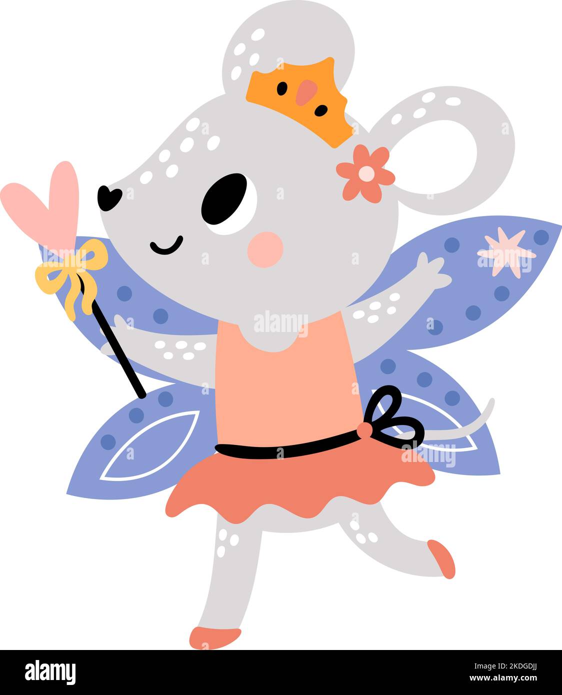 Princess mouse fairy. Cute magic wings character Stock Vector Image ...