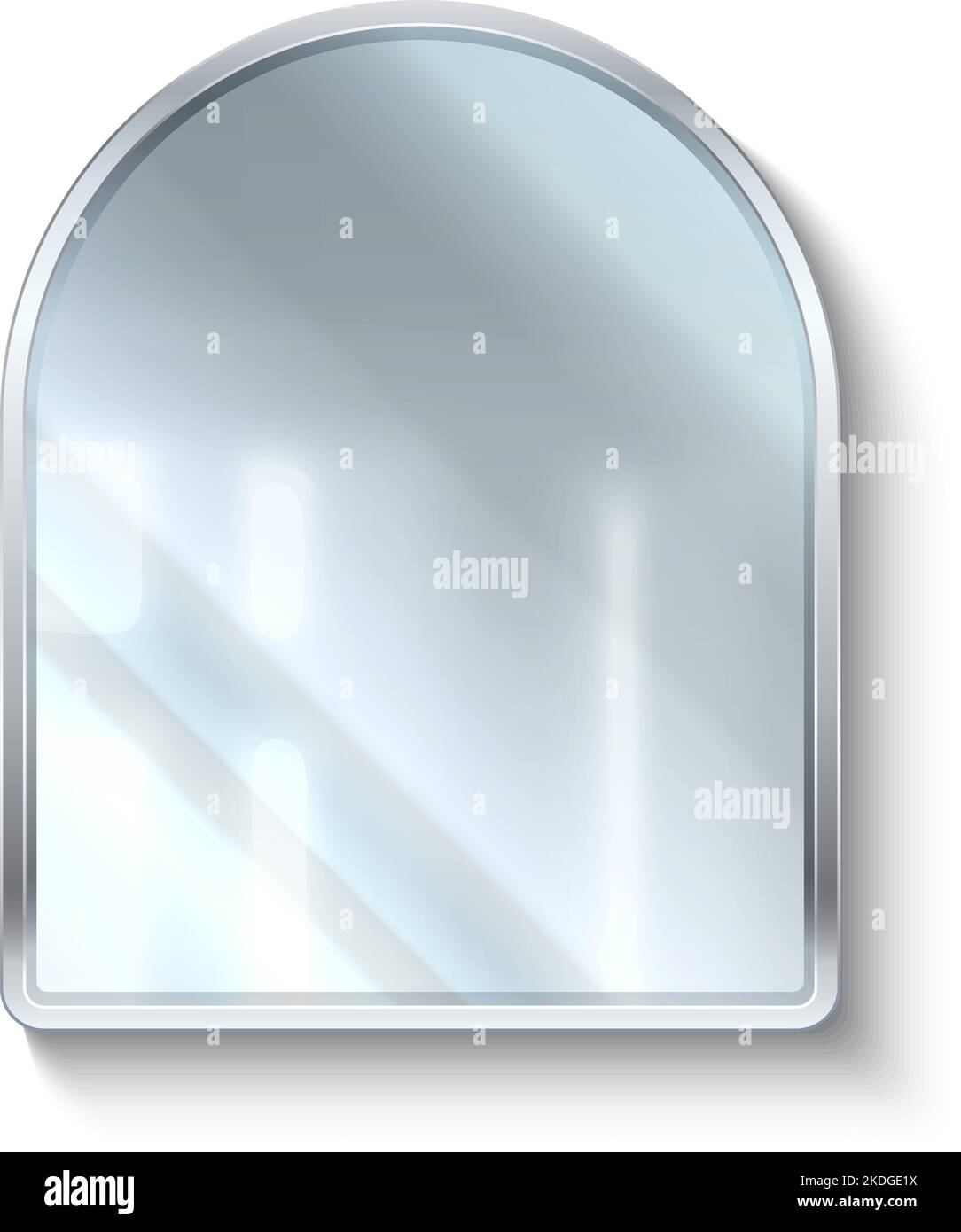 Realistic mirror. 3D reflective glass surface in silver frame ...