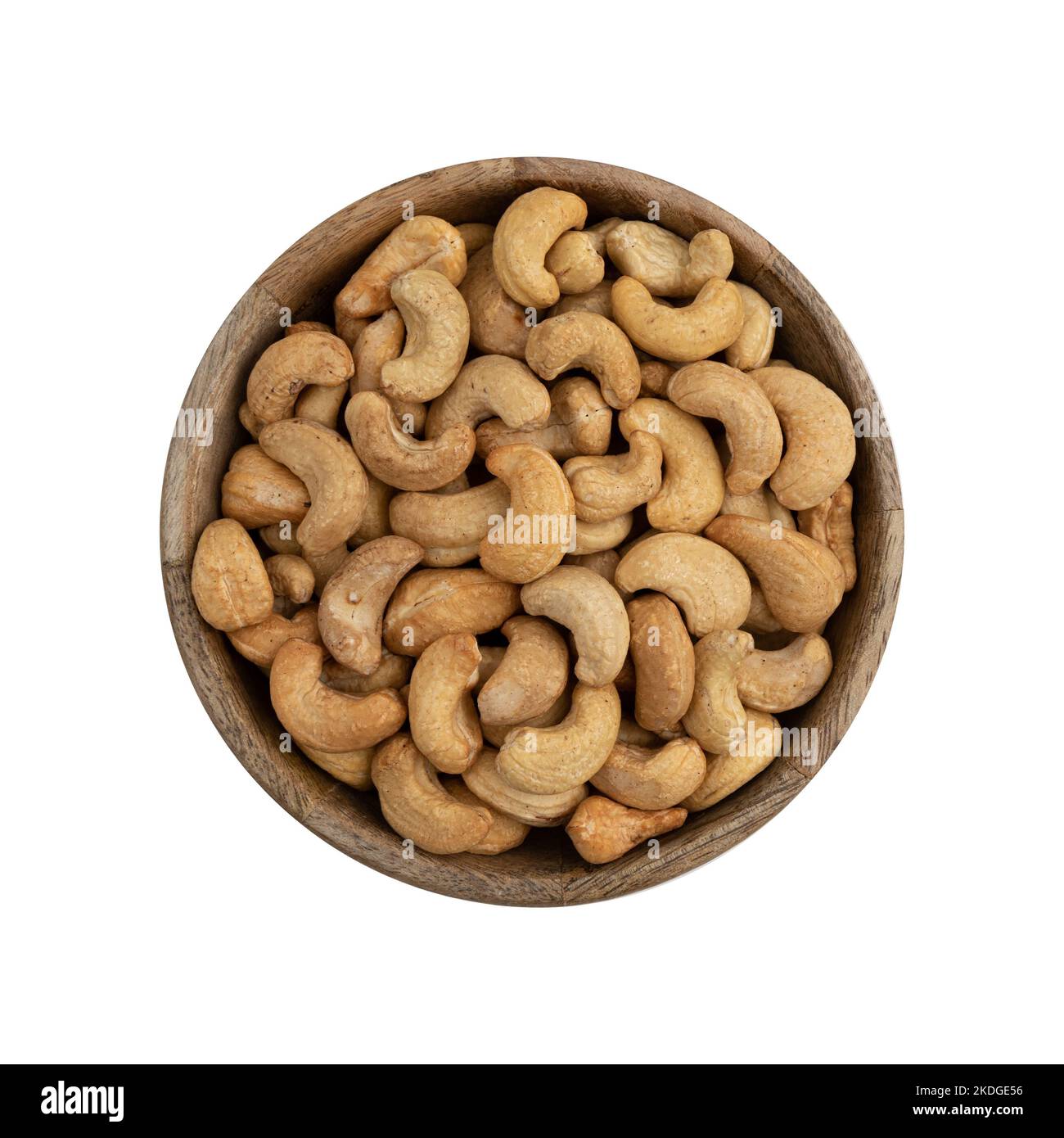 cashew nuts in wooden bowl isolated on white background, roasted cashew ...