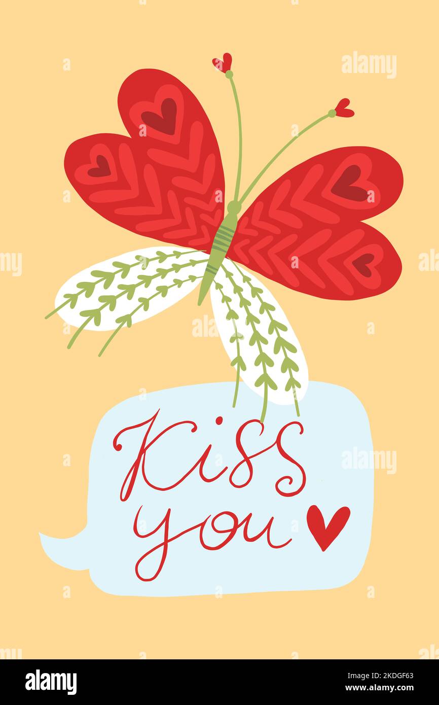 Valentine day card. Romantic paper print template Stock Vector Image ...