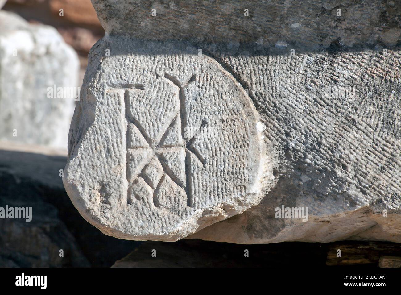 Symbols carved in marble in Ephesus .Ephesus is a popular tourist ...
