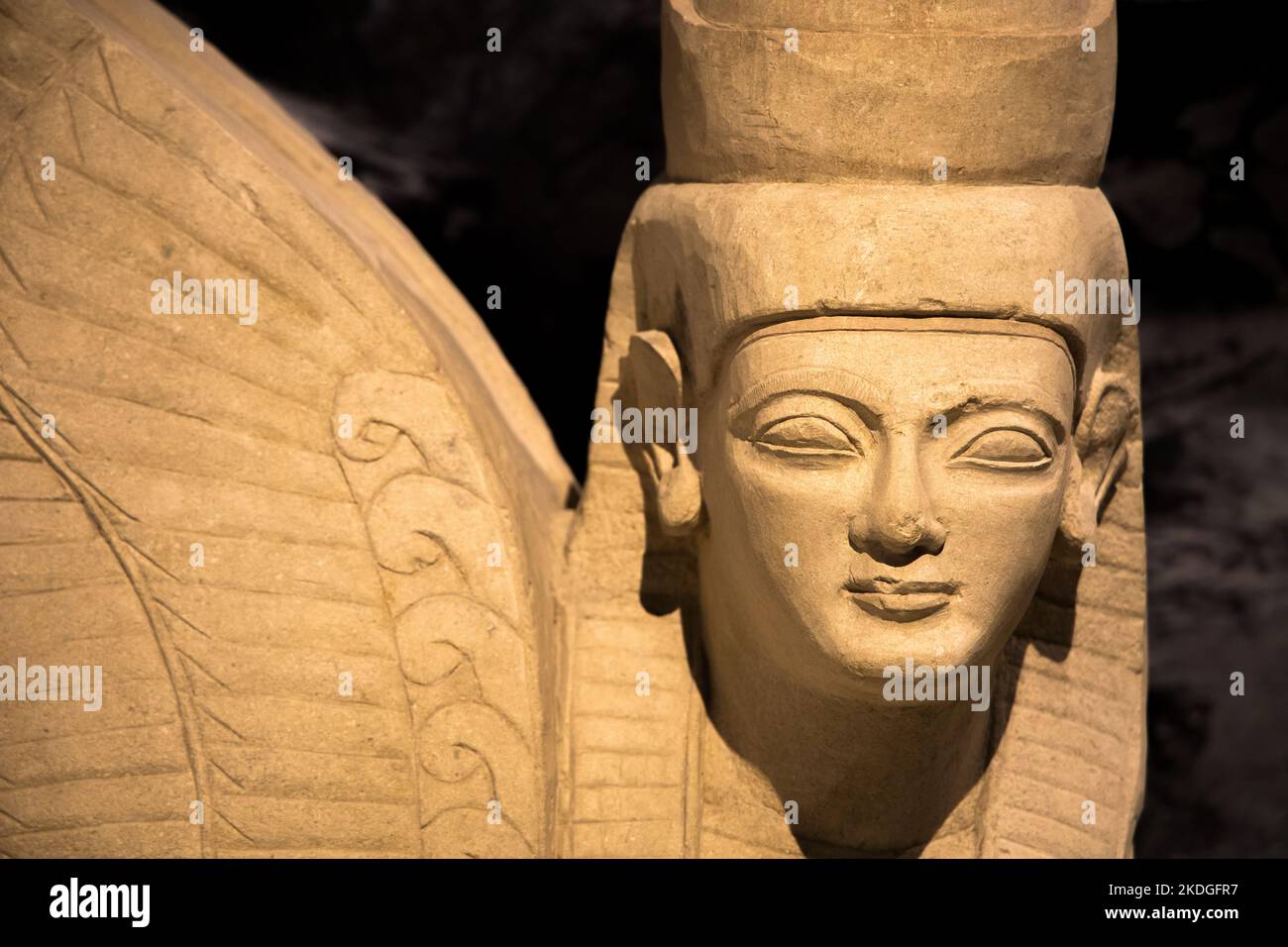 Leiden, The Netherlands - JAN 04, 2020: stone burial Sphinx statue with ...