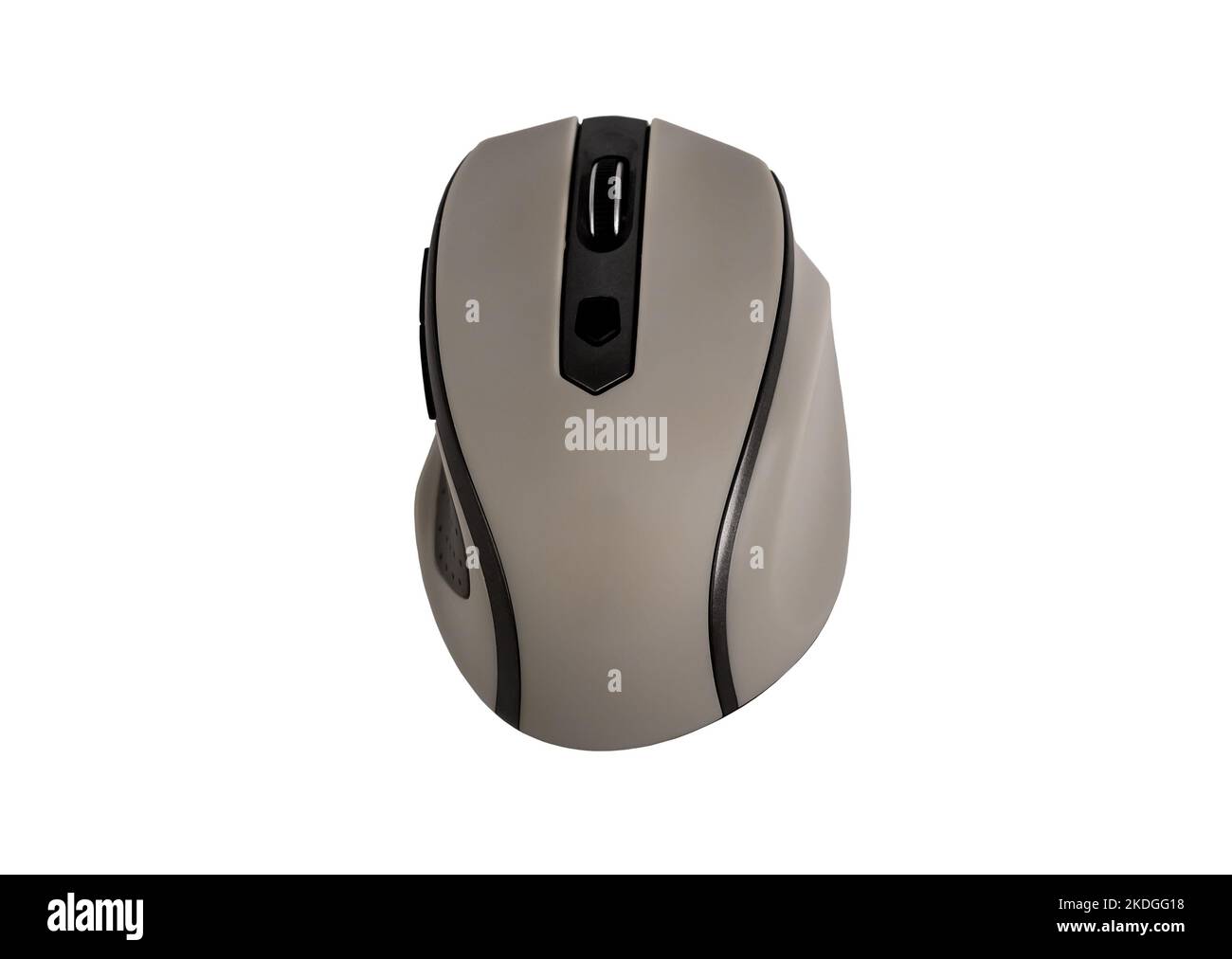 Gray computer mouse isolated on white background, top view. Cordless ...
