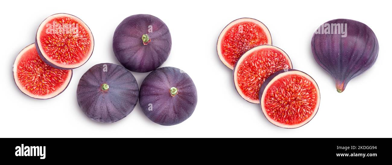 fig fruits isolated on white background with clipping path. Top view ...
