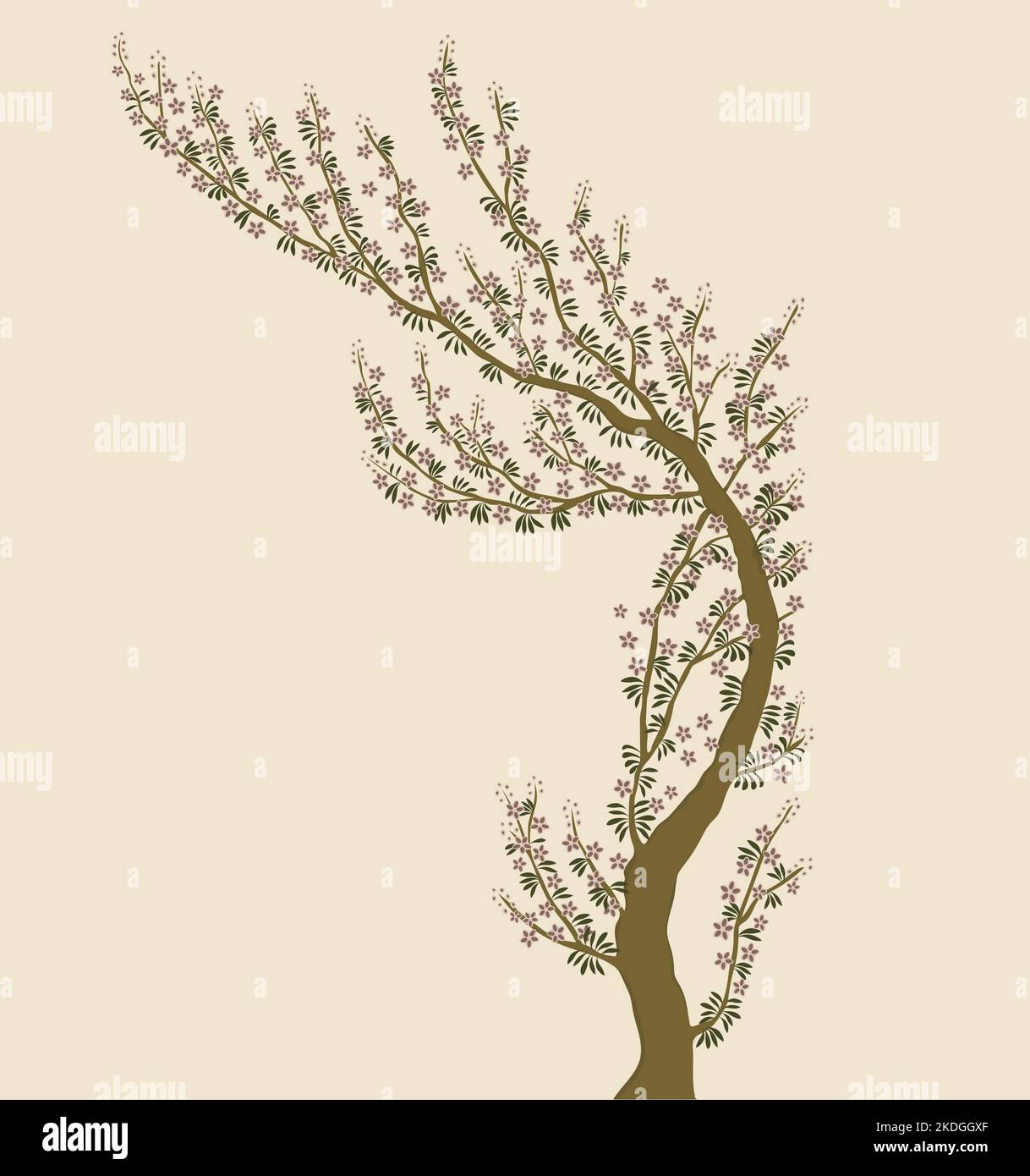 Elegant mughal floral tree isolated illustration vector art Stock ...