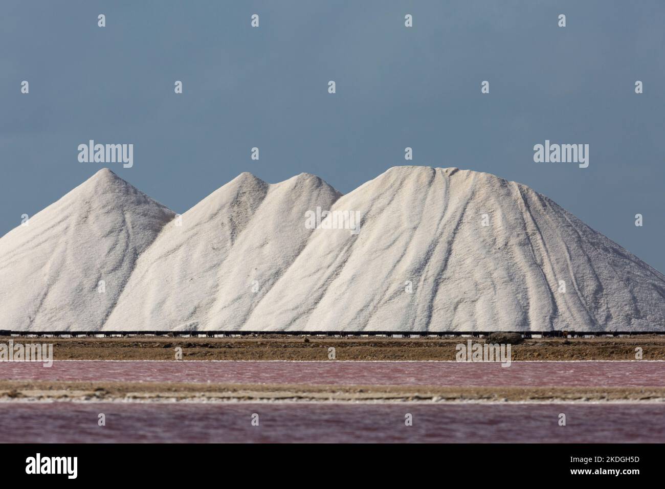 Landscape view of Pekelmeer salt workings, Bonaire, August Stock Photo ...