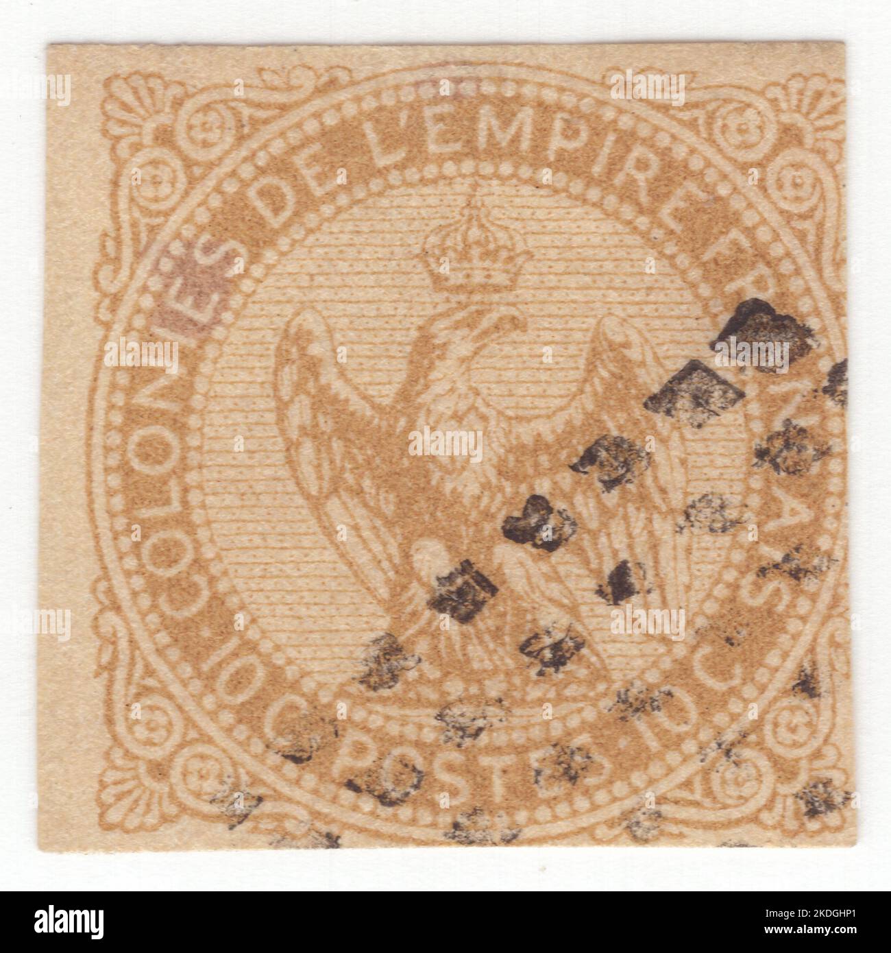 FRENCH COLONIES - 1859: An 10 centimes bister on yellow postage stamp ...