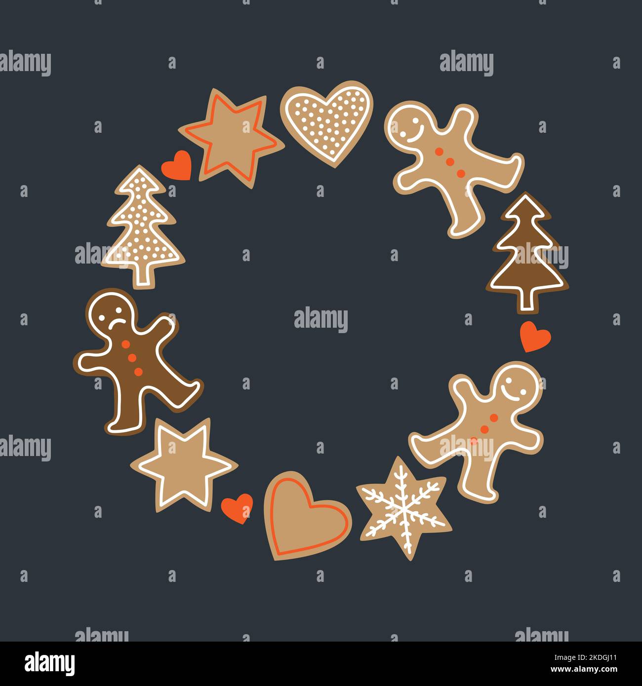 Christmas cookie wreath. With burnt gingerbread man Stock Vector Image ...