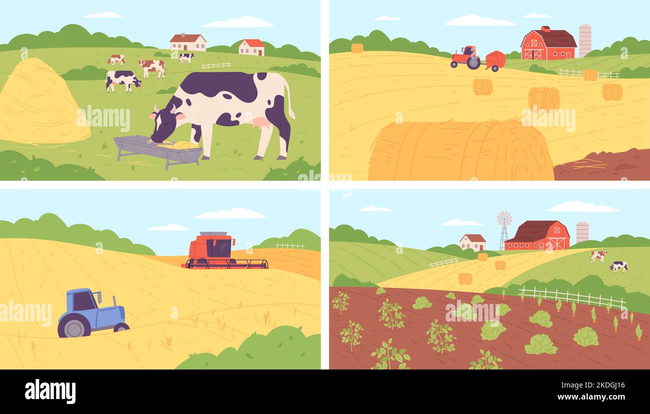 Panoramic summer view village Stock Vector Images - Alamy