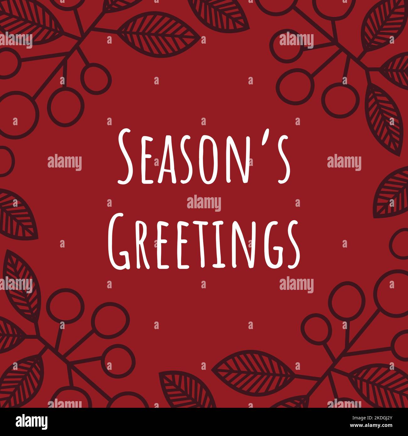 Winter berries framed background with Season's Greetings text Stock ...