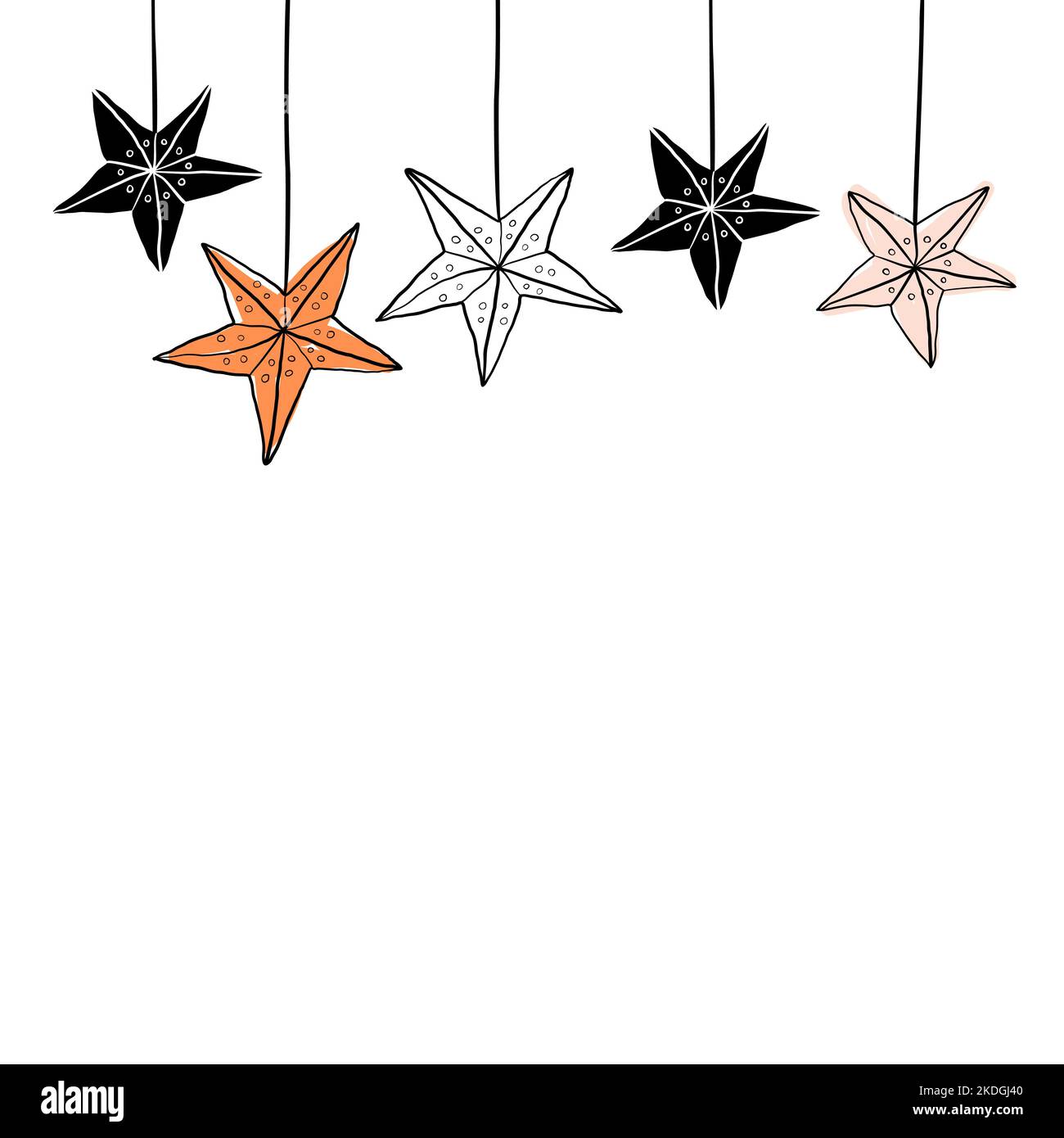 Paper star lanterns. Hand drawn vector illustration Stock Vector Image ...