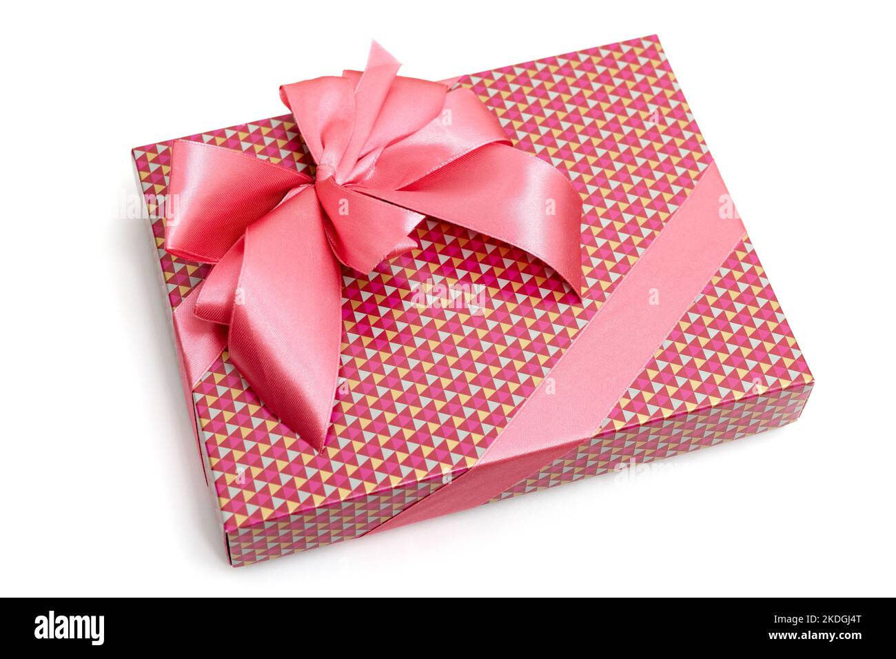 Pink rectangular gift box isolated on white background Stock Photo - Alamy