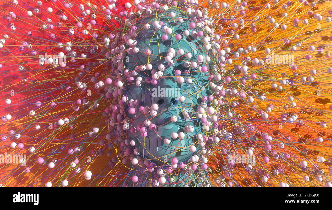 3d render. Head and abstract background Stock Photo - Alamy