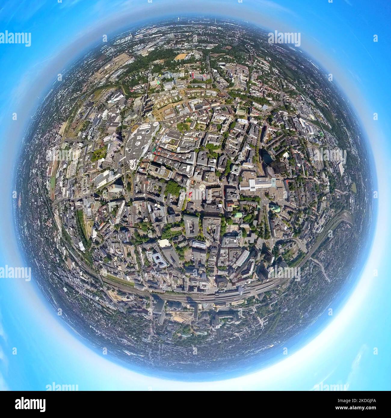 Aerial view, City and Kennedyplatz, Westviertel, Essen, Ruhr area ...