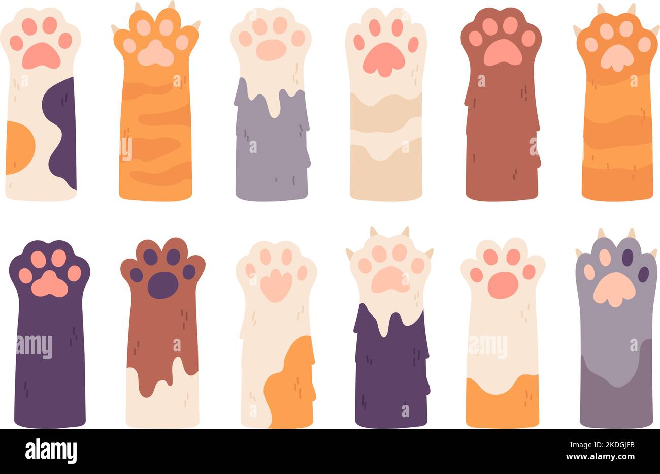 Cats palms. Cat paws with claws, cartoon pets paws-up cute furry ...